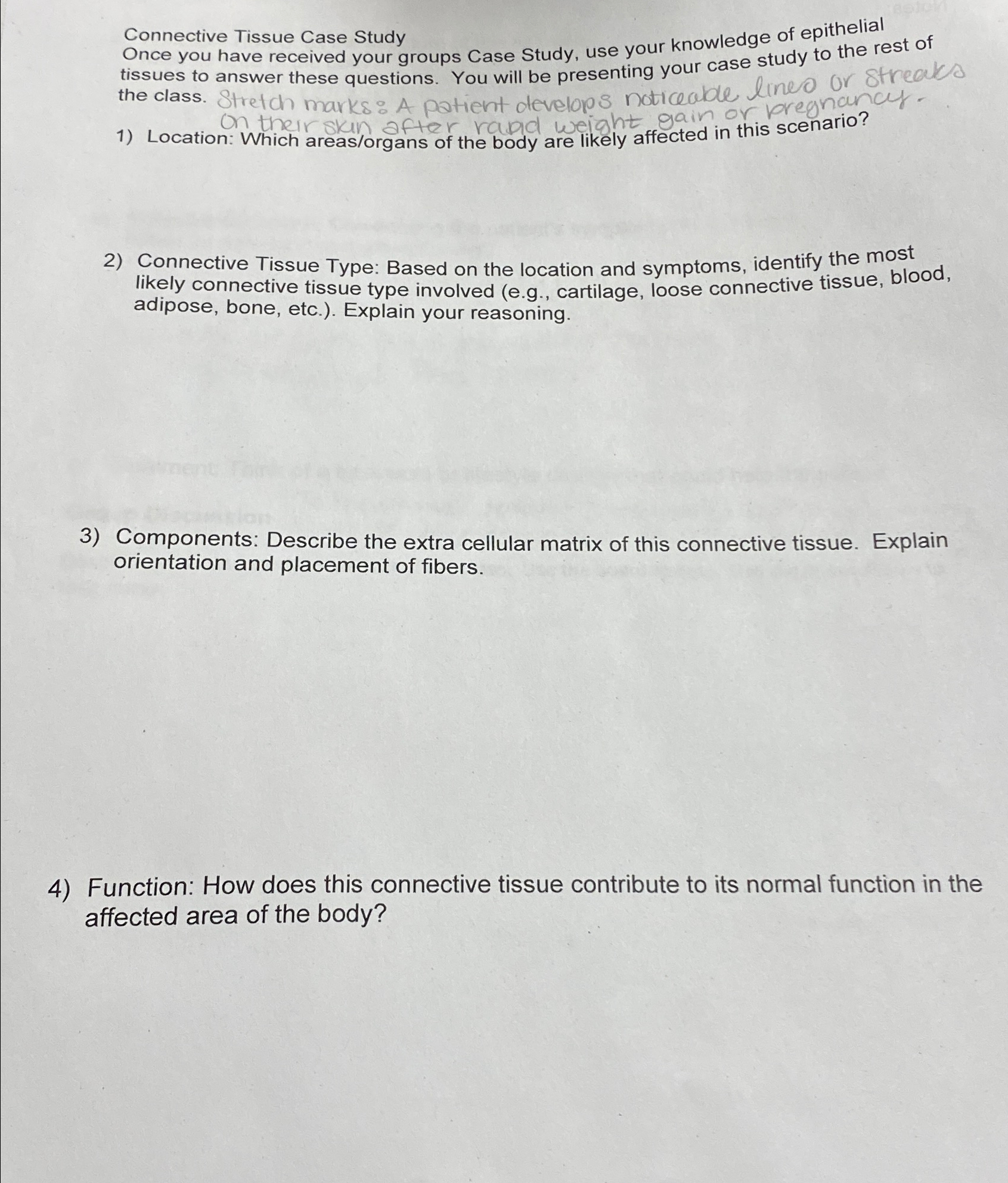 Solved Connective Tissue Case Study Once you have received | Chegg.com