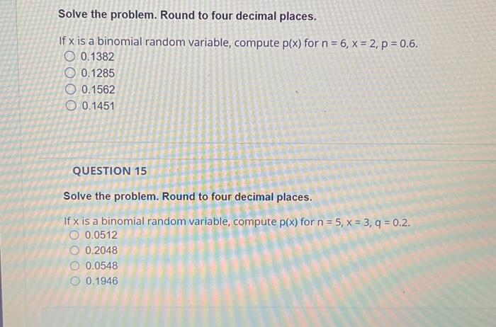 Solved Solve the problem. If x is a binomial random | Chegg.com