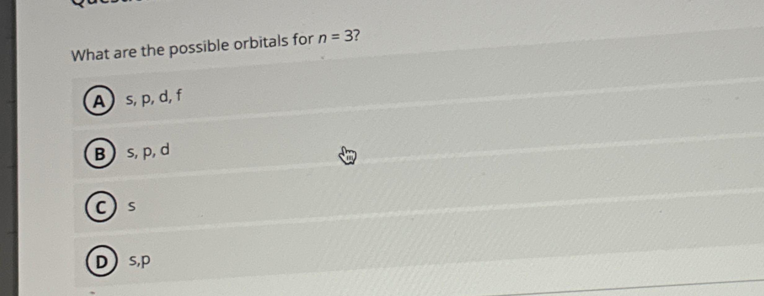 Solved What are the possible orbitals for | Chegg.com