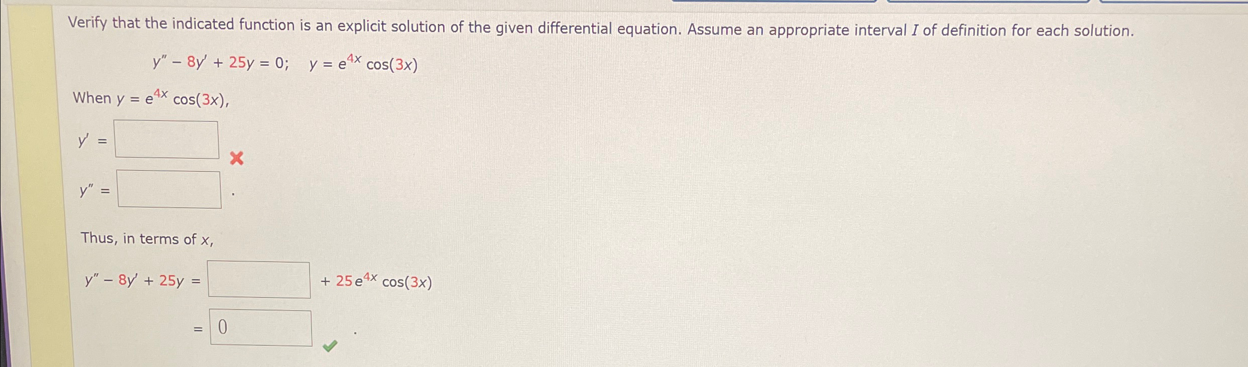 Solved Verify that the indicated function is an explicit | Chegg.com