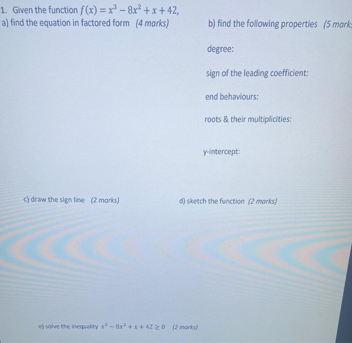 Solved All steps must be shown for full marks. • Sign lines | Chegg.com