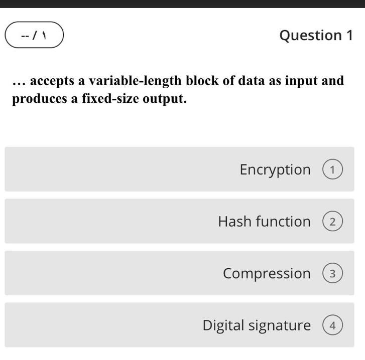 Solved -1Question 1... ﻿accepts a variable-length block of | Chegg.com