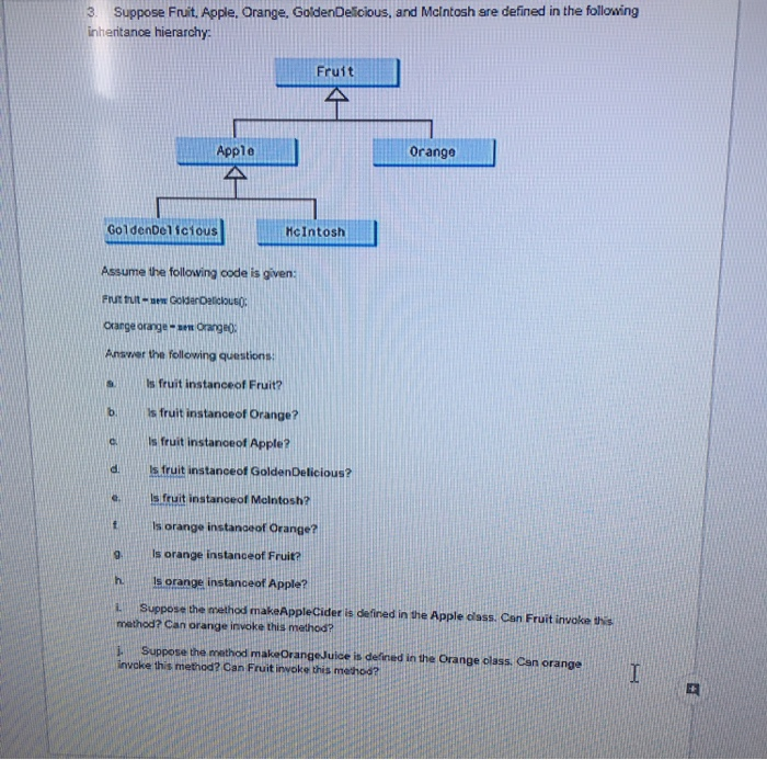 Solved 3. Suppose Fruit, Apple, Orange, Golden Delicious, | Chegg.com