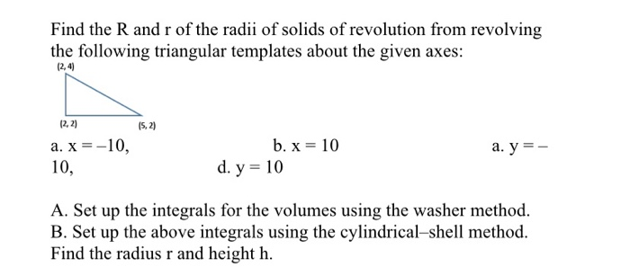 Solved Find the R and r of the radii of solids of revolution | Chegg.com