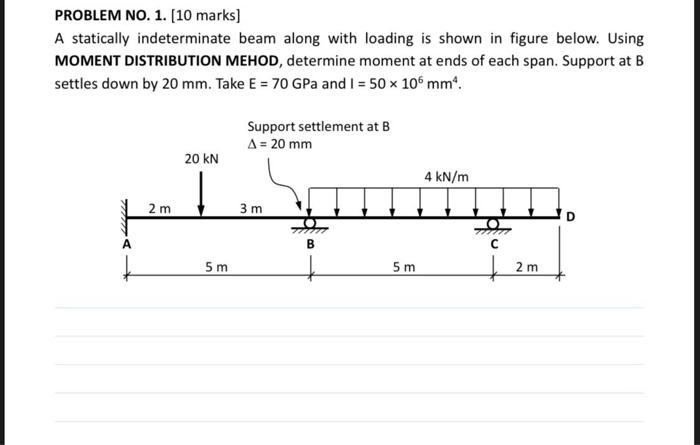 Solved PROBLEM NO. 1. [10 marks] A statically indeterminate | Chegg.com