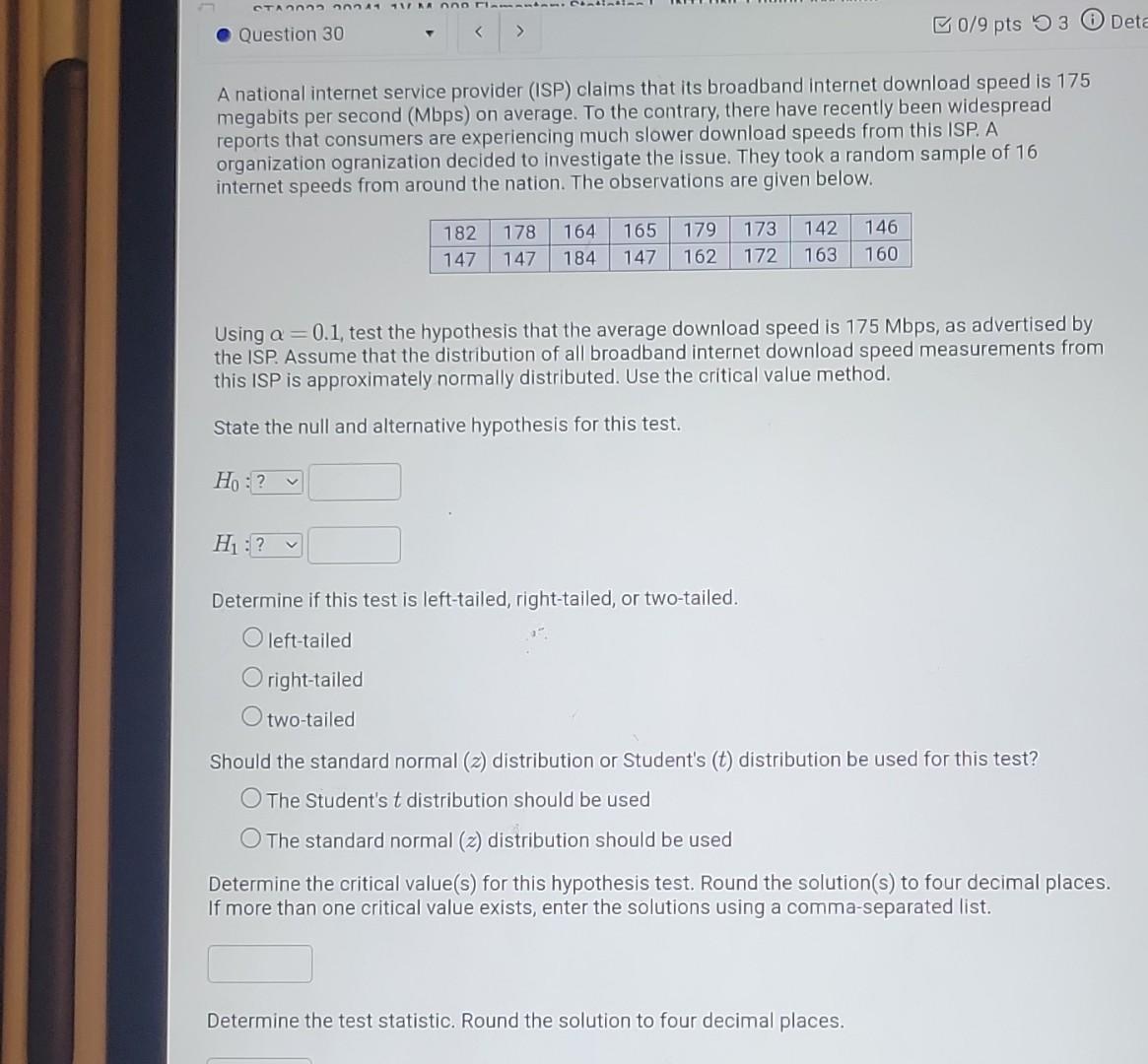 Solved A national internet service provider (ISP) claims | Chegg.com