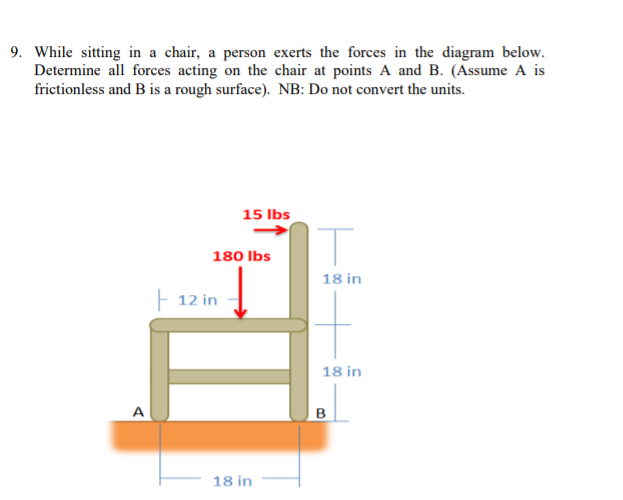 Solved 9. While sitting in a chair, a person exerts the | Chegg.com