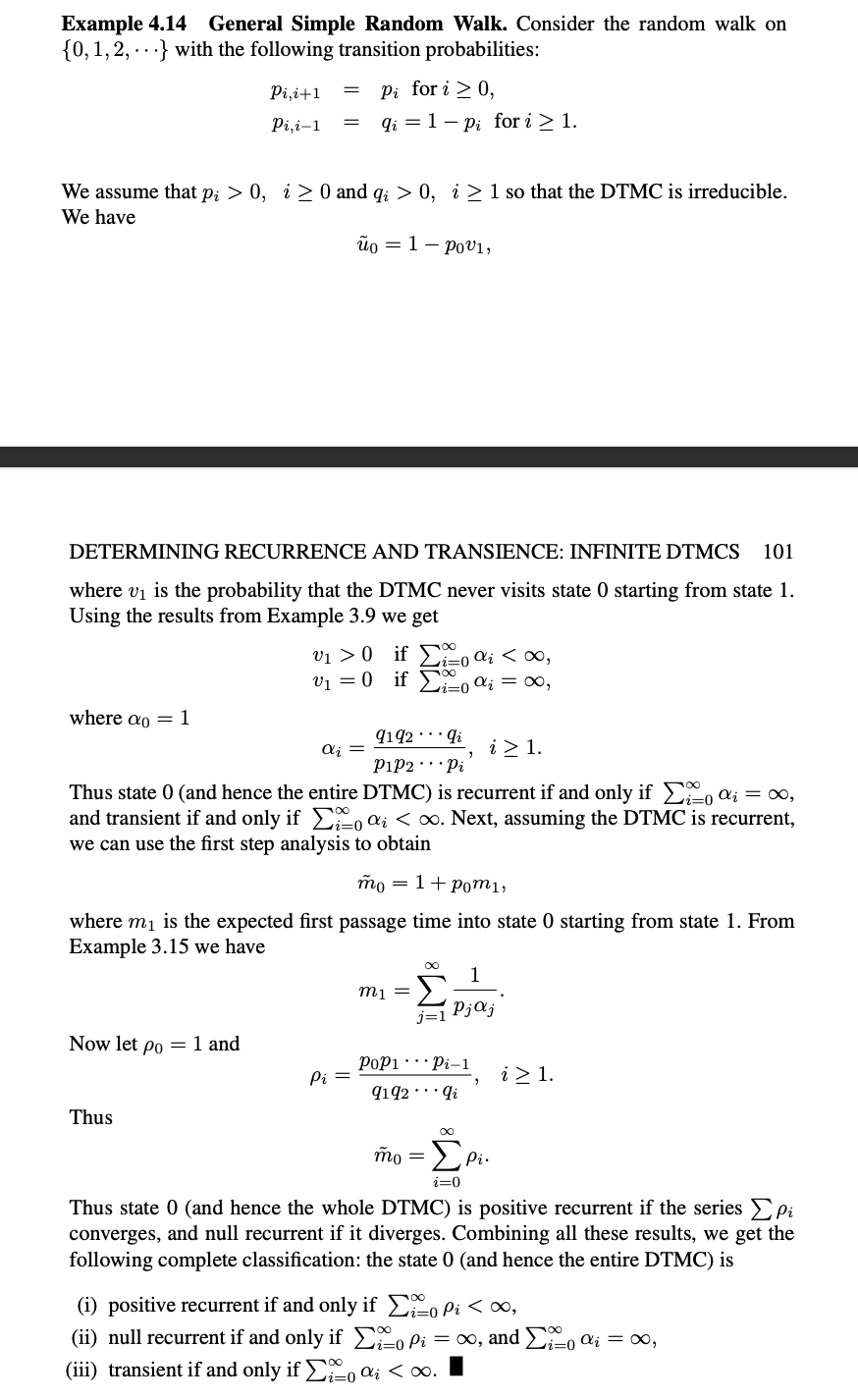 Solved Example 4.14 ﻿General Simple Random Walk. Consider | Chegg.com