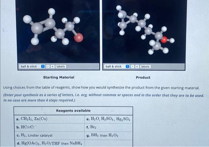 Starting Material Product Using choices from the | Chegg.com