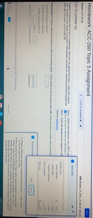 Solved Homework Acc 260 Topic 5 Assignment Hw Score