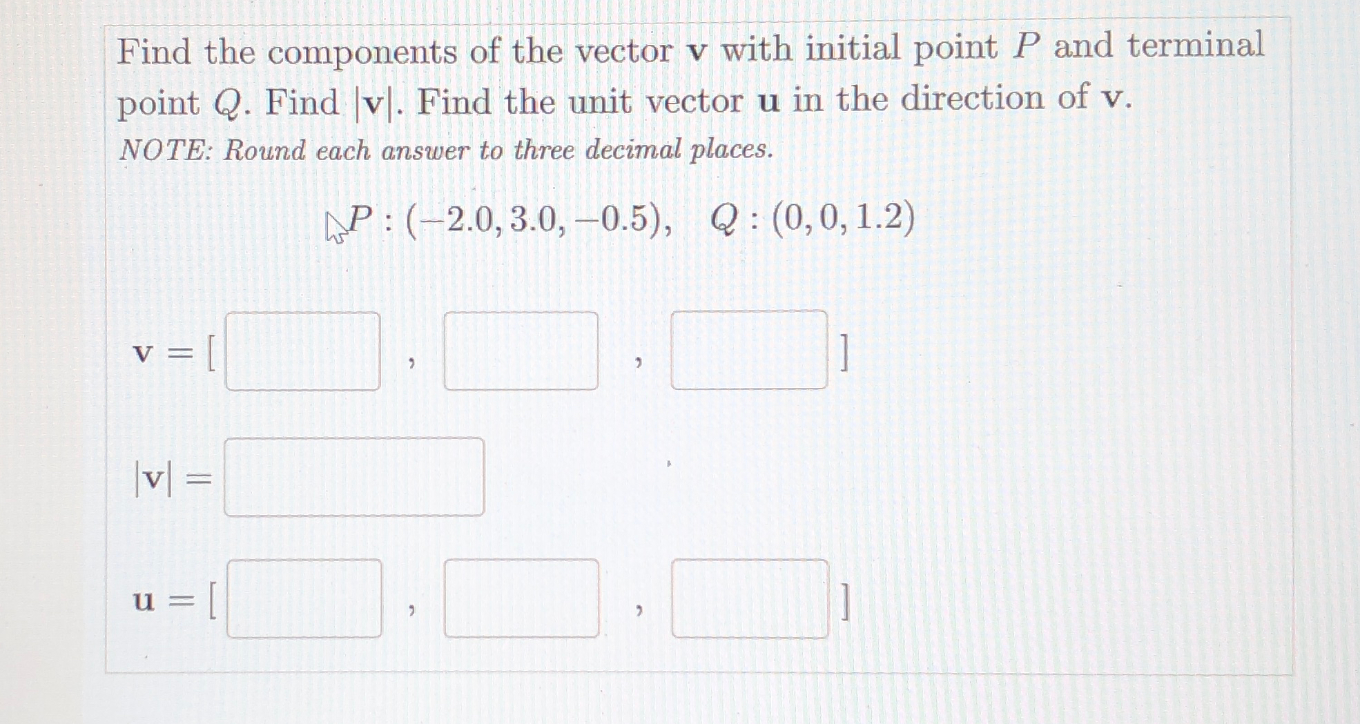 Solved Find the components of the vector v ﻿with initial | Chegg.com