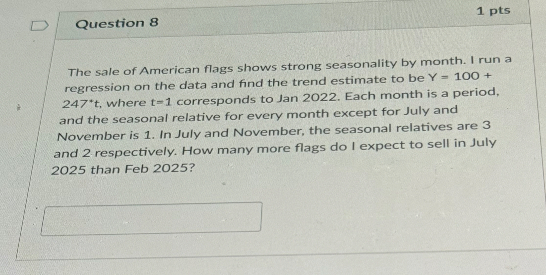 Solved Question 81 ﻿ptsThe sale of American flags shows | Chegg.com