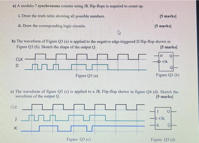 Solved a) A modulo-7 synchronous counter using JK flip-flops | Chegg.com