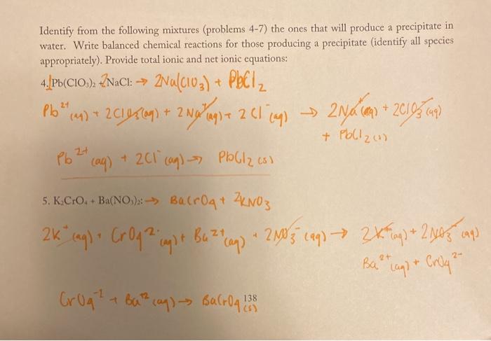 Solved Identify from the following mixtures (problems 4-7) | Chegg.com