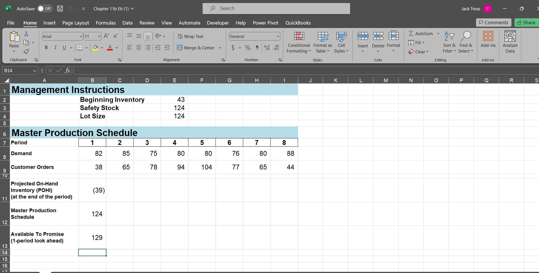 Solved Management InstructionsMaster Production | Chegg.com