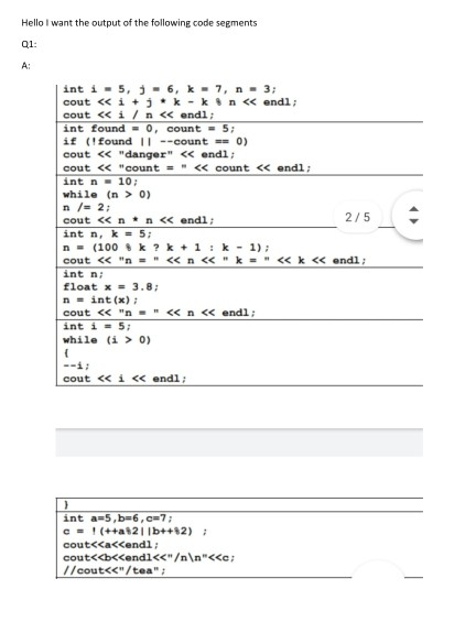 Solved Hello I want the output of the following code | Chegg.com
