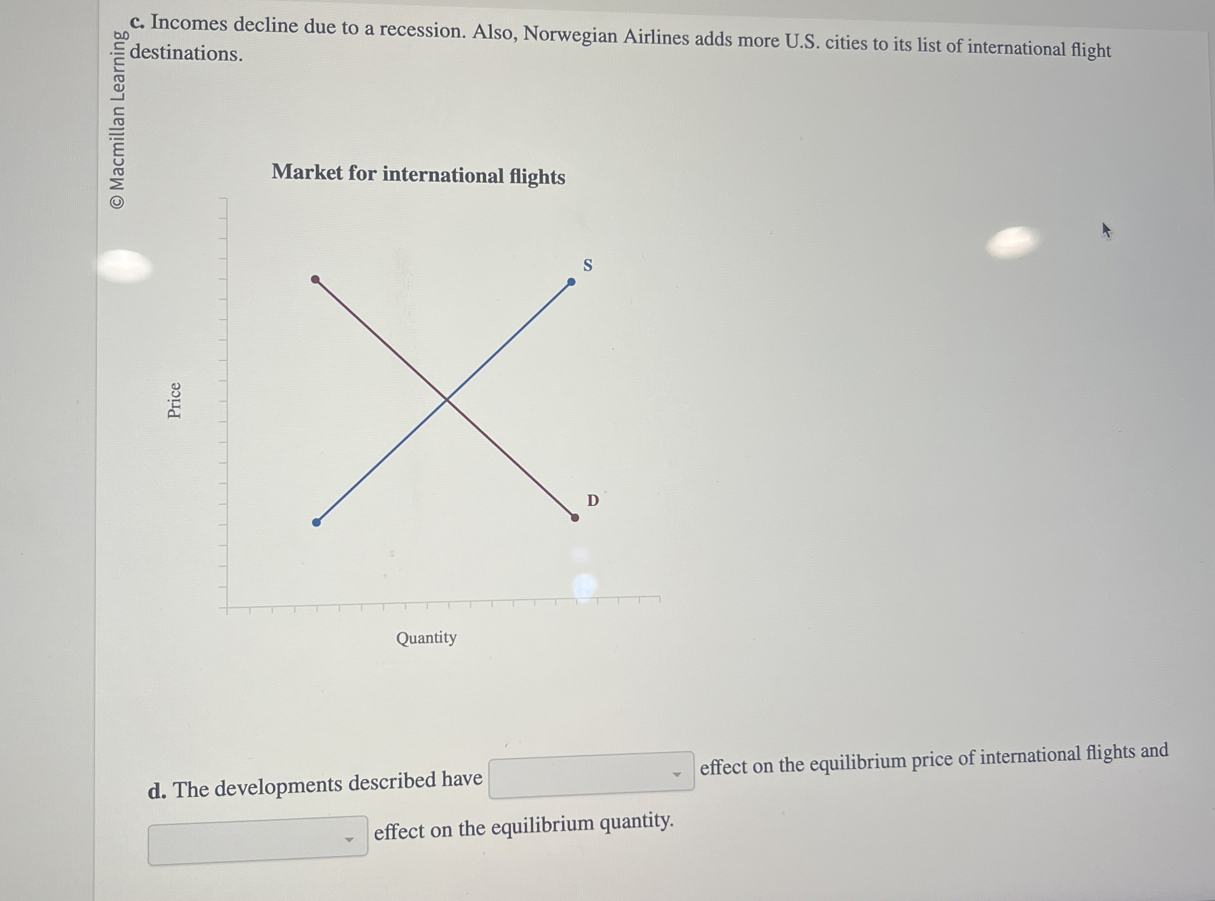 Solved c. ﻿Incomes decline due to a recession. Also, | Chegg.com