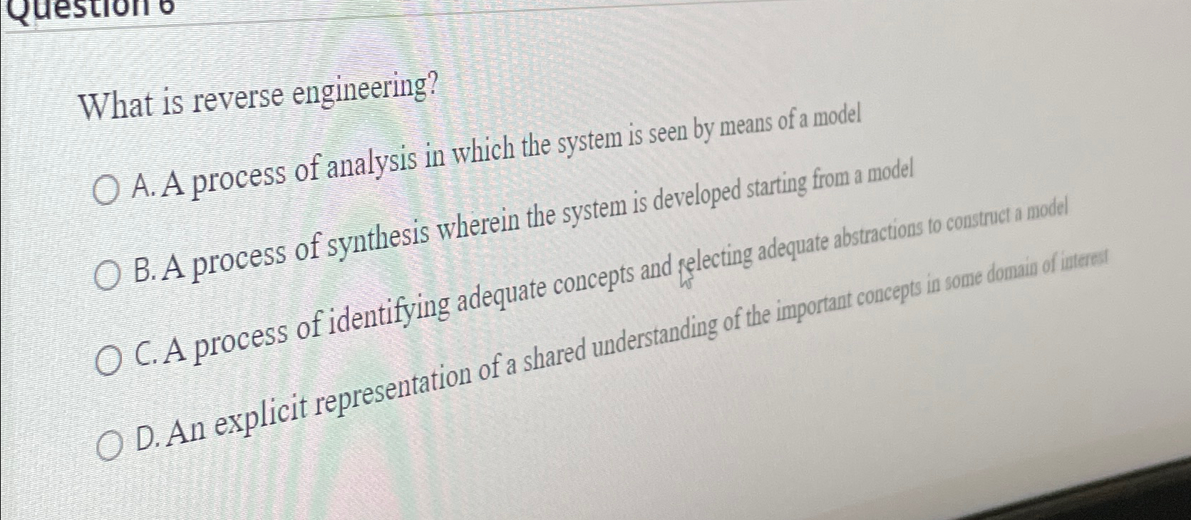 Solved What is reverse engineering?A. ﻿A process of analysis | Chegg.com