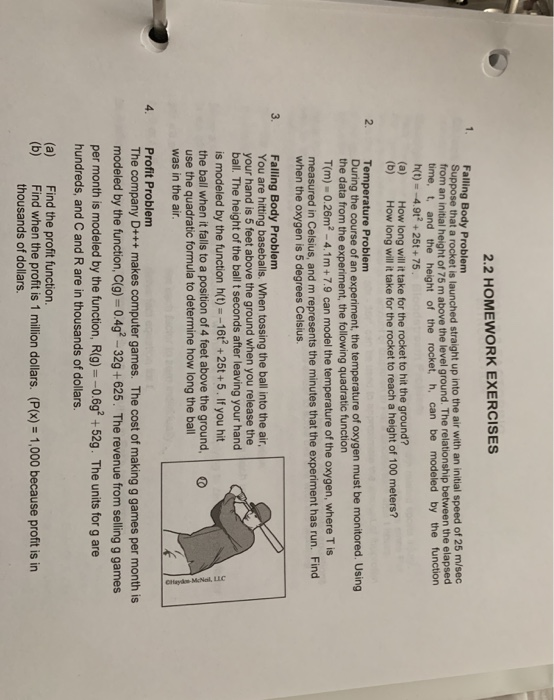 Solved 2.2 HOMEWORK EXERCISES 1. 2. Falling Body Problem | Chegg.com