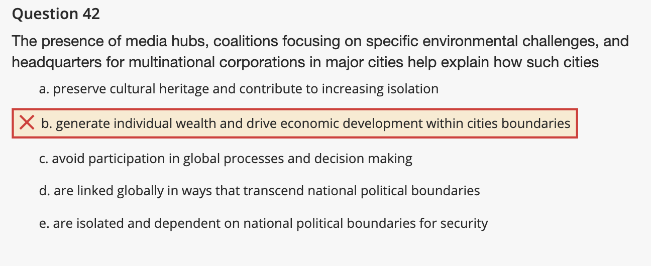 Question 42: Explain why each answer is correct or | Chegg.com
