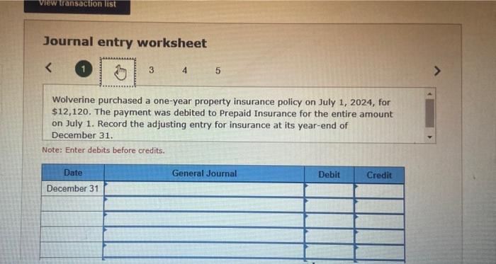 Solved Journal entry worksheet 5 On December 1,2024 , | Chegg.com