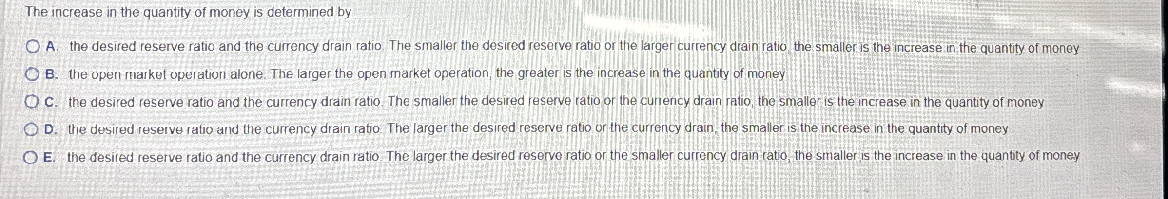 Solved The increase in the quantity of money is determined | Chegg.com