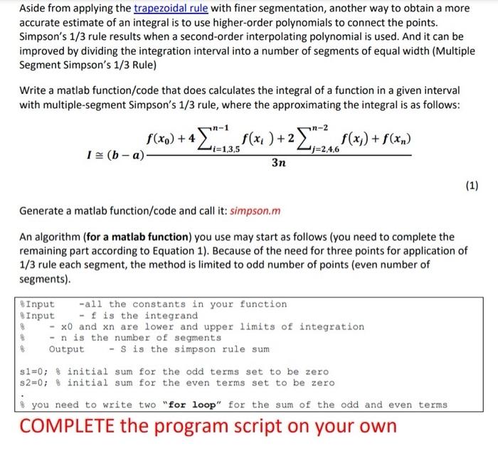 Solved Aside from applying the trapezoidal rule with finer | Chegg.com
