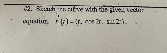 Solved \#2. Sketch the curve with the given vector equation. | Chegg.com