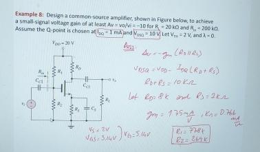 Solved Example 8: Design a common-source amplifier, shawn in | Chegg.com
