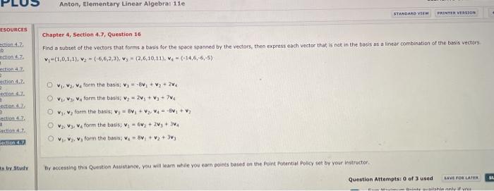 Solved Anton, Elementary Linear Algebra: 11e STANDARD VICH | Chegg.com