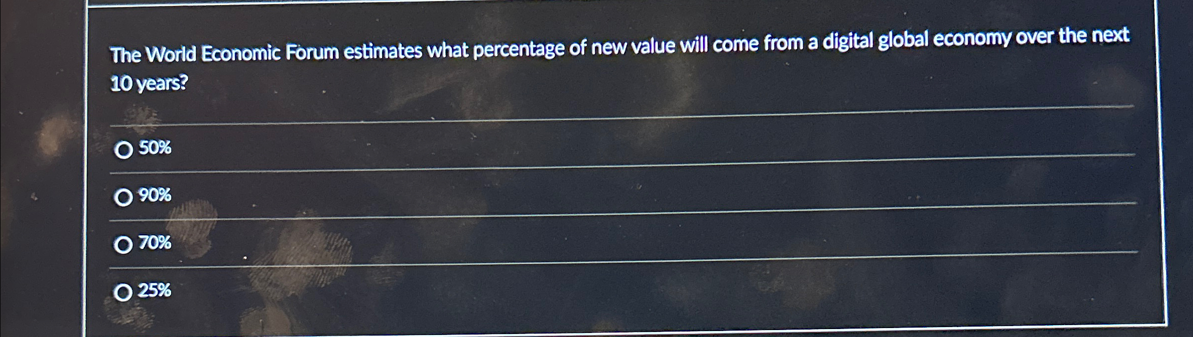 Solved The World Economic Forum estimates what percentage of | Chegg.com