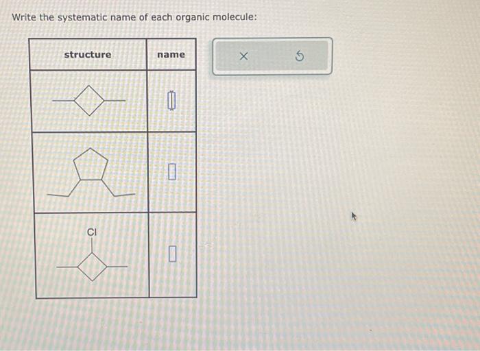 Solved Write the systematic name of each organic molecule: | Chegg.com