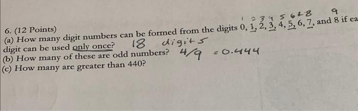 6. (12 Points) (a) How many digit numbers can be | Chegg.com