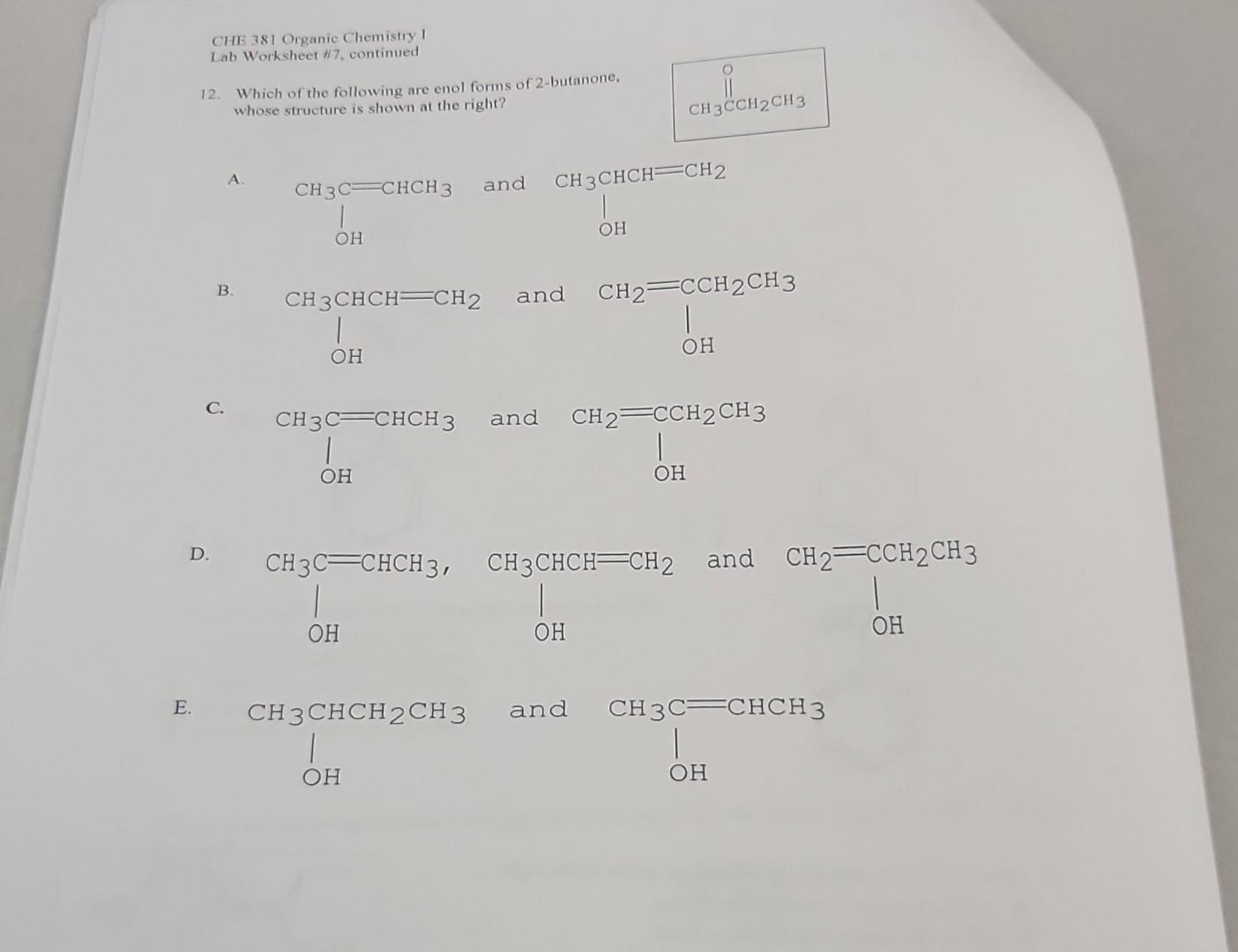 Solved Which of the following are enol forms of | Chegg.com