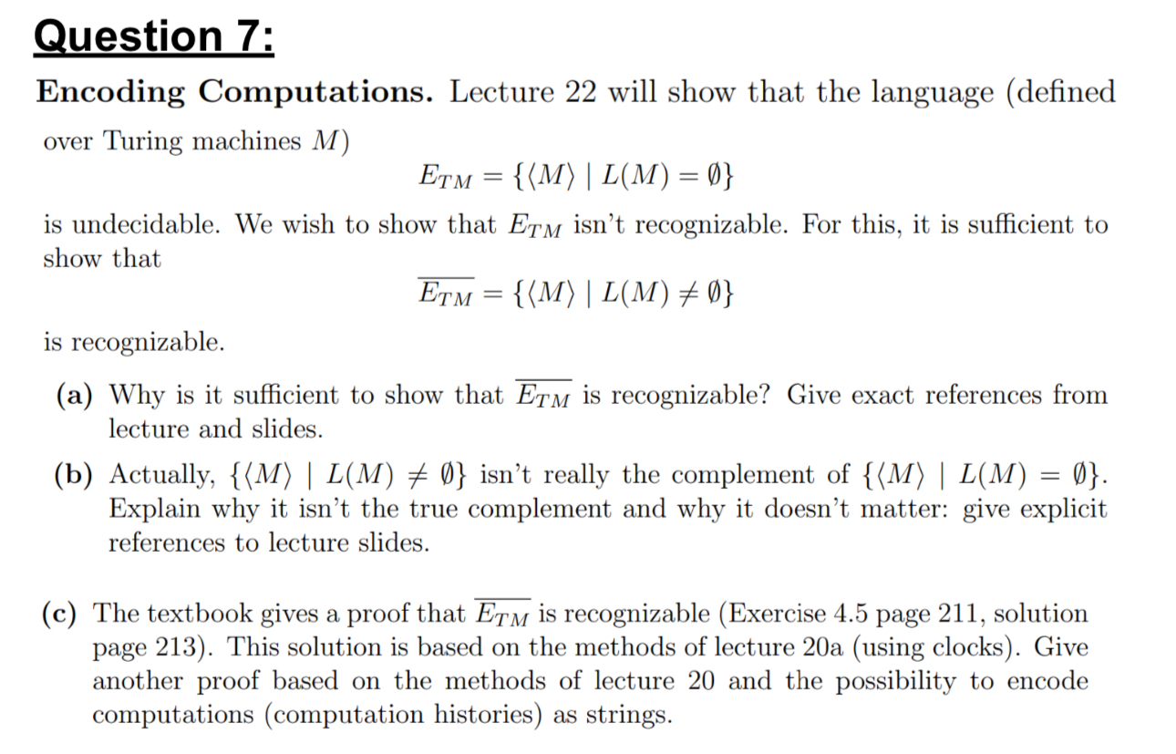 Solved Question 7:Encoding Computations. Lecture 22 ﻿will | Chegg.com