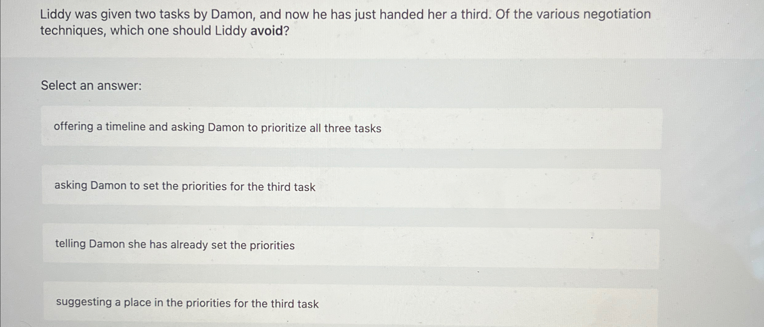 Solved Liddy was given two tasks by Damon, and now he has | Chegg.com