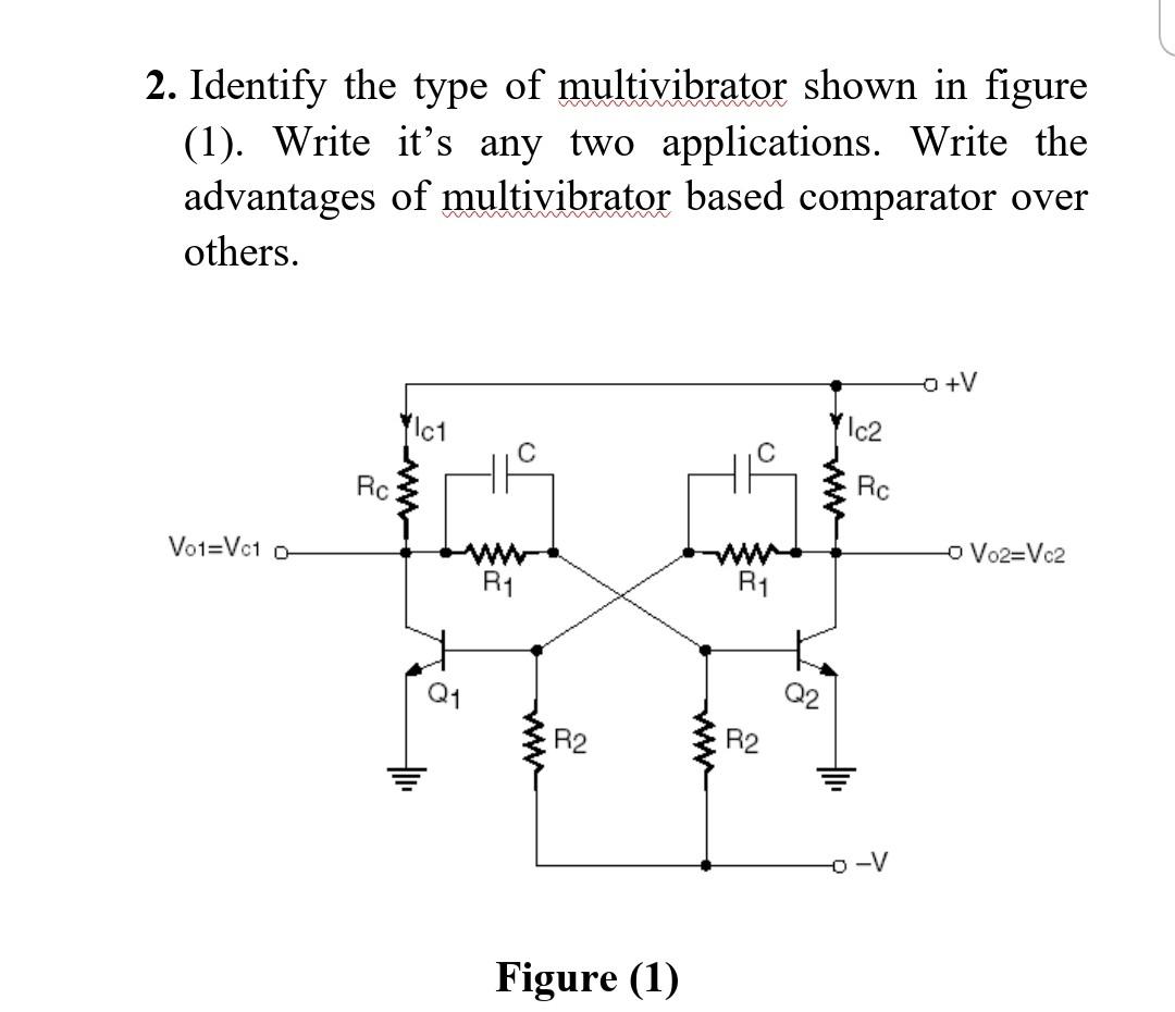 Solved 2. Identify the type of multivibrator shown in figure | Chegg.com