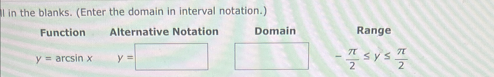 Solved II in the blanks. (Enter the domain in interval | Chegg.com
