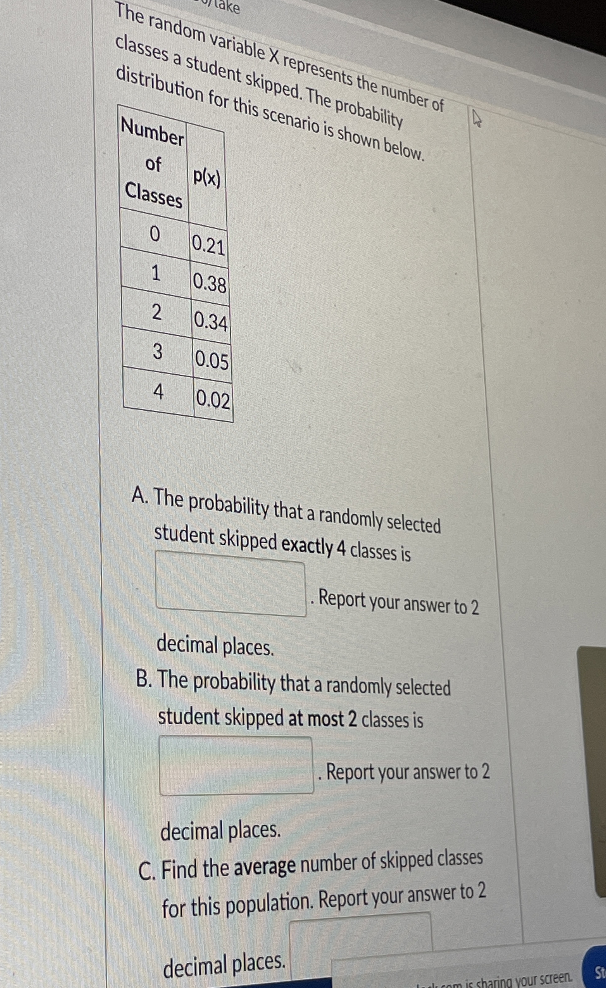 Solved The random variable x ﻿represents the number | Chegg.com