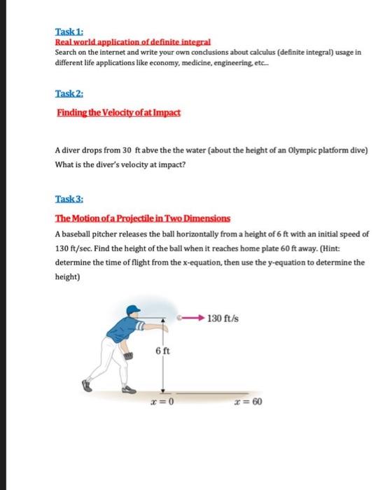 Solved Task 1: Real world application of definite integral | Chegg.com