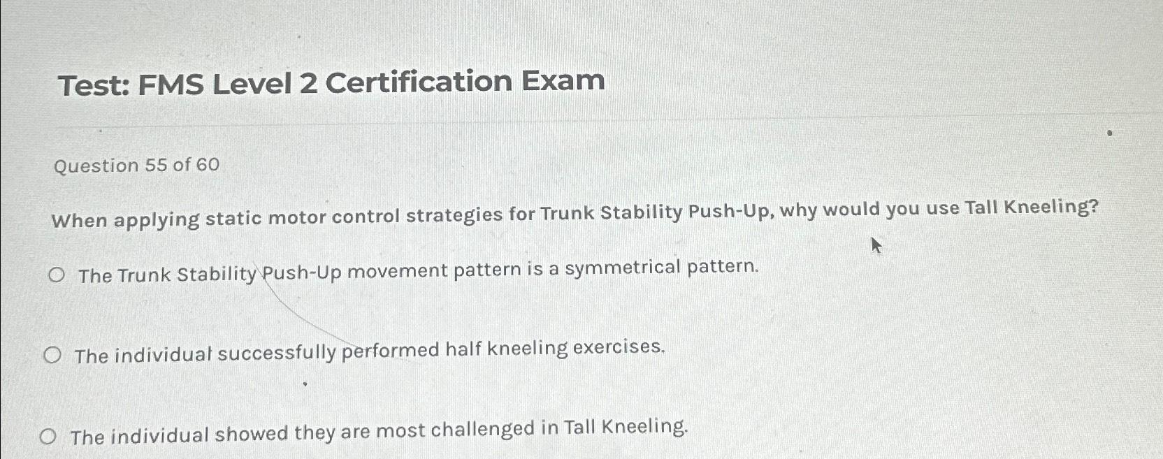 Solved Test: FMS Level 2 ﻿Certification ExamQuestion 55 ﻿of | Chegg.com