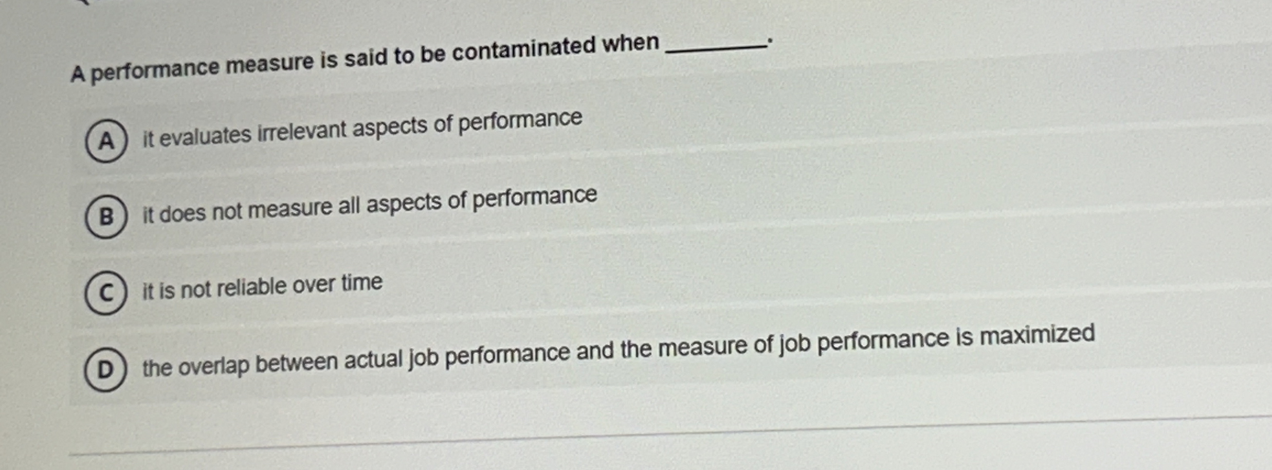 Solved A performance measure is said to be contaminated when | Chegg.com