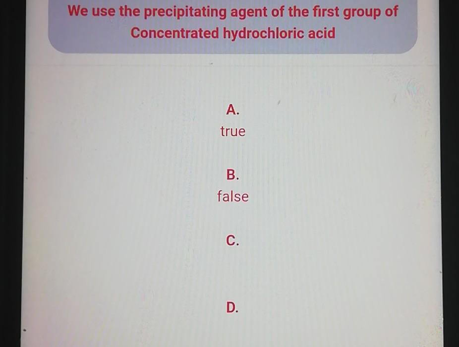 Solved We use the precipitating agent of the first group of | Chegg.com