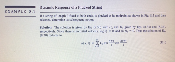 Solved Dynamic Response of a Plucked String EXAMPLE 8.1 If a | Chegg.com