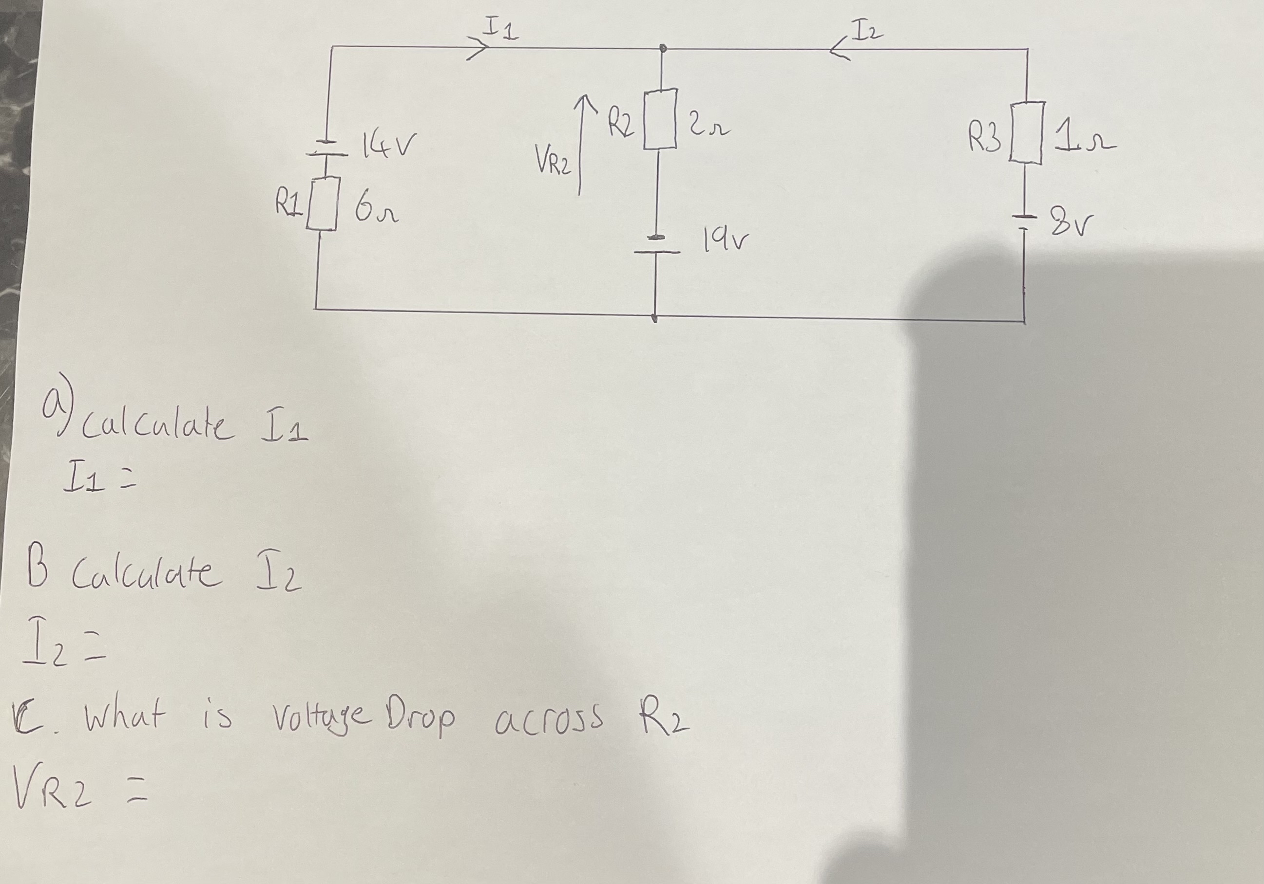 Solved a) ﻿calculate I1I1=B calculate I2I2=ש. ﻿What is | Chegg.com