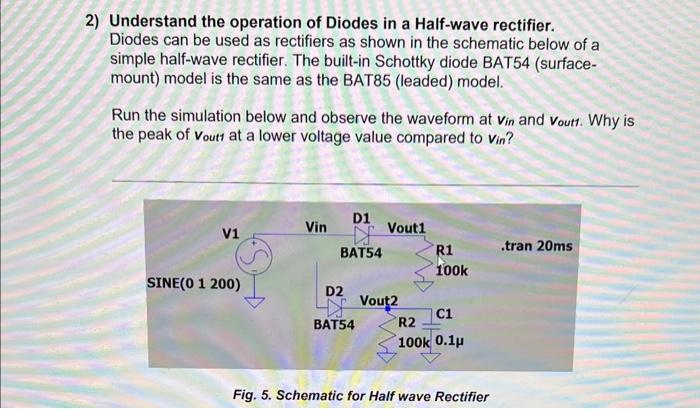 Solved 2) Understand the operation of Diodes in a Half-wave | Chegg.com