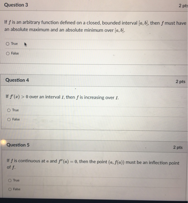 Solved Question 3 2 pts If f is an arbitrary function | Chegg.com