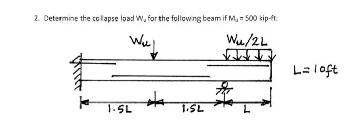 Solved 2. Determine the collapse load W. for the following | Chegg.com