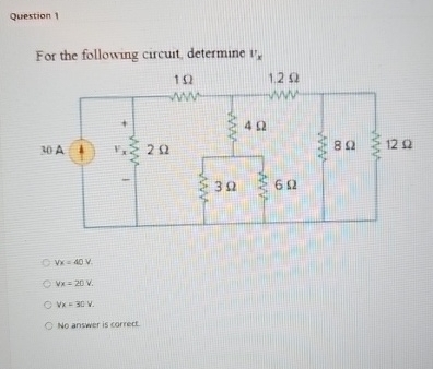 Solved Question 1For the following circuit, determine | Chegg.com
