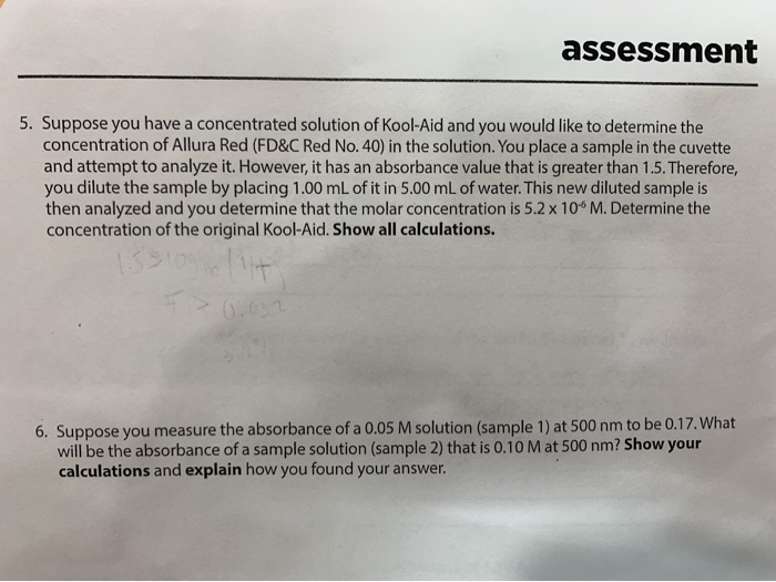 Solved Suppose you have a concentrated solution of Kool-Aid | Chegg.com
